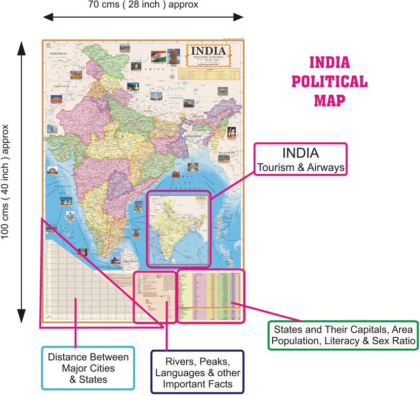 Large Attractive Political Map Of The Usawith Capital And Main Cities