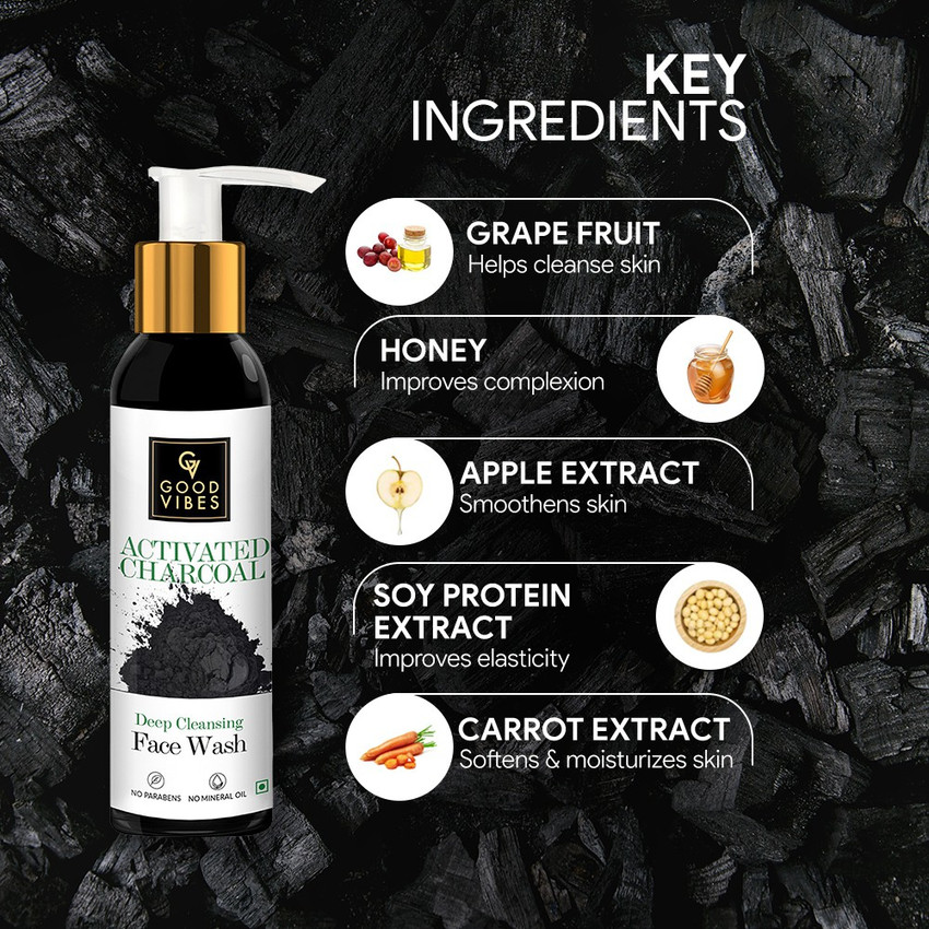 GOOD VIBES Deep Cleansing Activated Charcoal 120 ml Face Wash Price in India Buy GOOD VIBES Deep Cleansing Activated Charcoal 120 ml Face Wash Online In India Reviews Ratings Features Flipkart