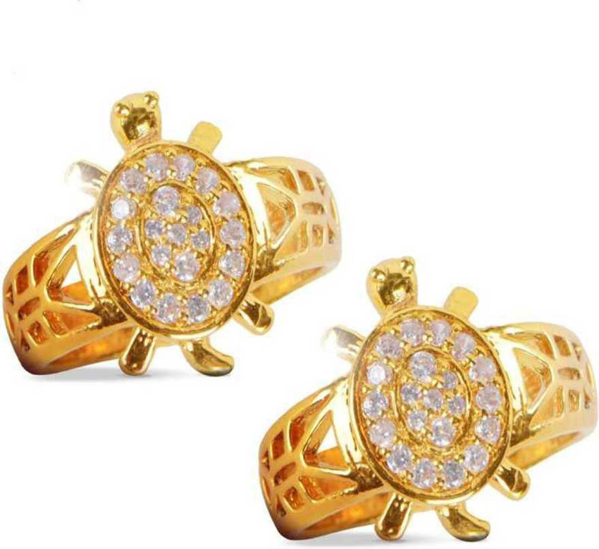 Vimlesh Meru Ring Adjustable Tortoise Ring For For Men and Women For Good Luck Kachua Tortoise Ring Brings Good Luck And Prosperity Brass Cubic Zirconia Gold Plated Ring Set Of 2 Brass
