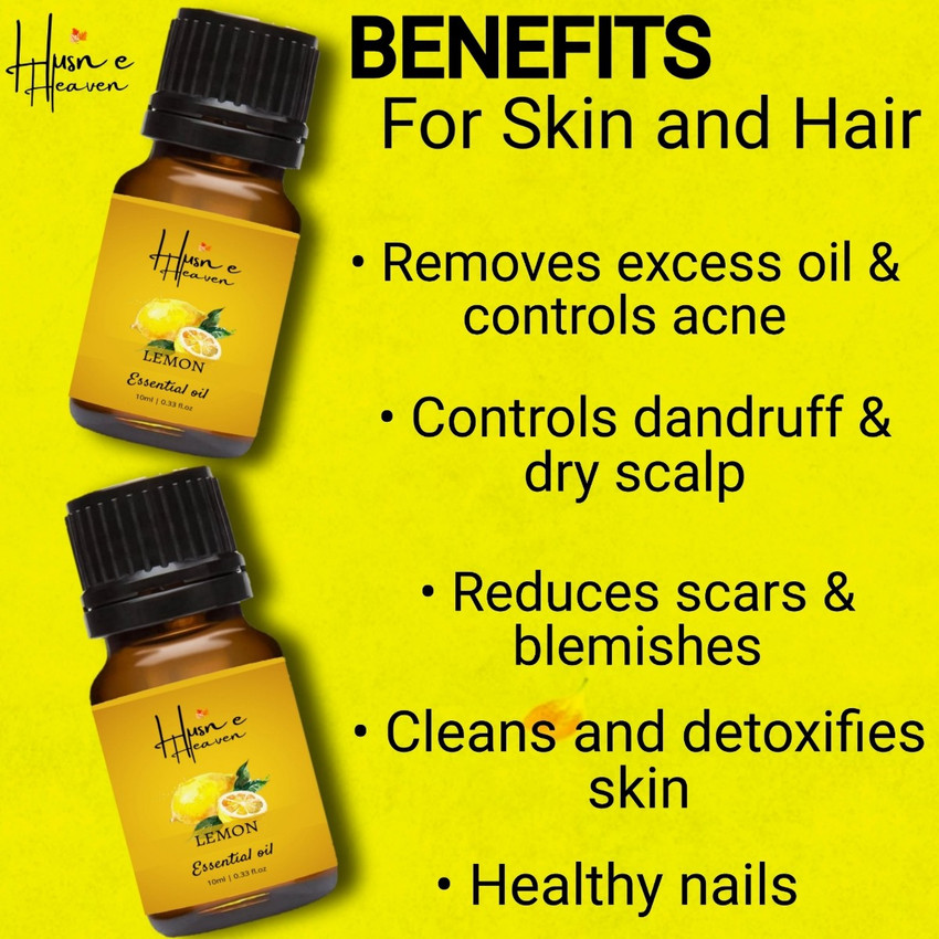 Husn e heaven Lemon Essential Oil 100 pure for Skin Hair for both Men and Women Price in India Buy Husn e heaven Lemon Essential Oil 100 pure for Skin