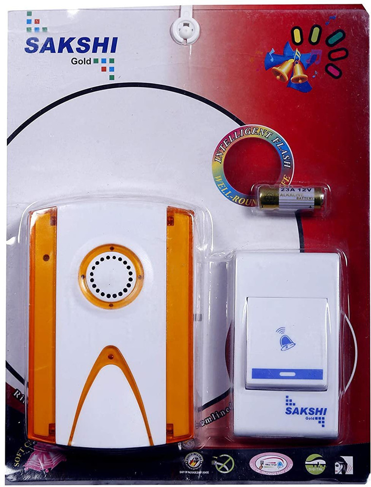 AJ Sakshi Wireless Cordless Calling Remote Door Bell for Home Office Warehouse Factories Color and Design May Vary Set of 1 Wireless Door Chime Price in India Buy AJ Sakshi Wireless Cordless