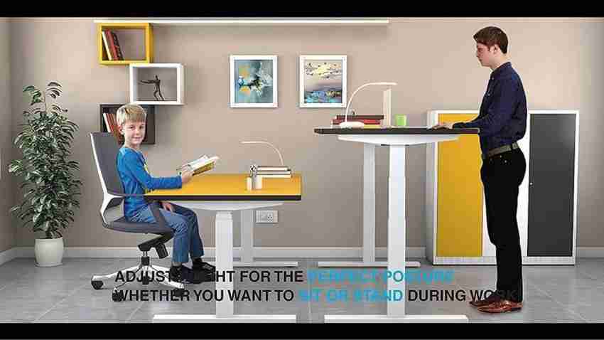 Monarch Elevate Electric Height Adjustable Table Electric 3 Stage Dual Motor Ergonomic Sit Stand Solution Laminate Table Top Desk Pastel Orange Engineered Wood Office Table Price in India