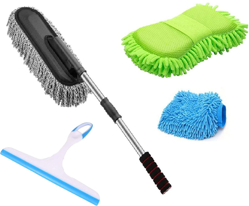 Niklace Car Cleaning Accessories Combo Pack Full Interior and Exterior Car Wash Kit All in one Microfiber Duster Washing Scrub Glass Wiper Microfiber Gloves Combo Price in India Buy Niklace