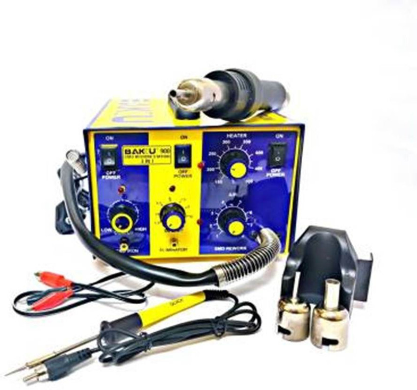 Bakku 900 3 IN 1 PREMIUM QUALITY SMD Rework Station hot air gun with 12W Micro Soldering iron 0 15V Variable Dc Output 700 W Temperature Controlled Price in India Buy Bakku 900