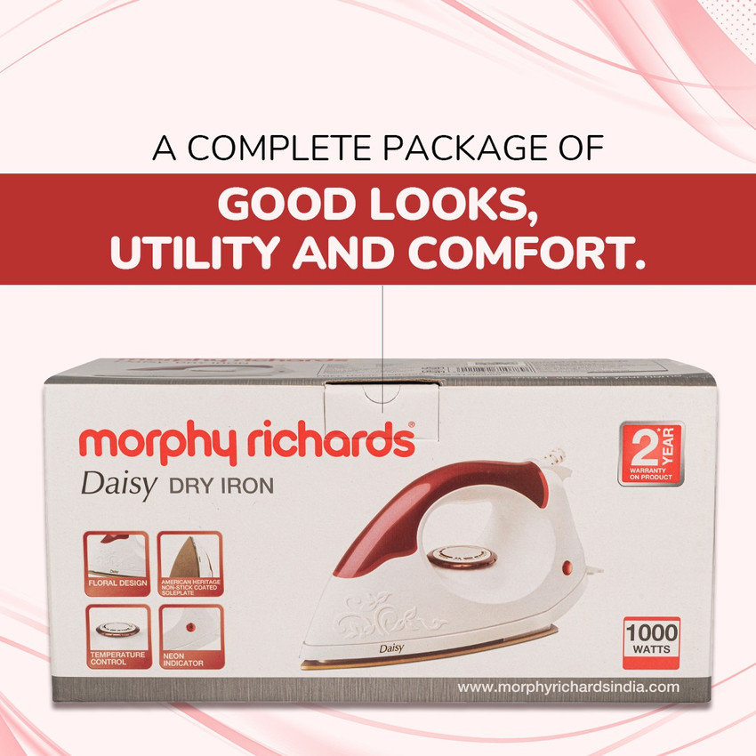 Morphy Richards Daisy 1000 W Dry Iron Price in India Buy Morphy Richards Daisy 1000 W Dry Iron Online at Flipkart