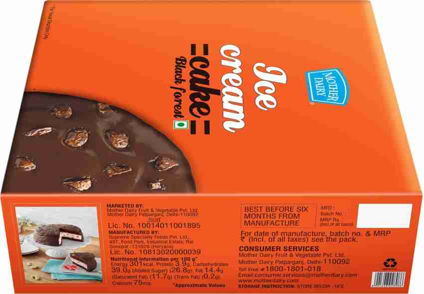 Mother Dairy Chocolate Vanilla Black Forest Cake Price in India Buy Mother Dairy Chocolate Vanilla Black Forest Cake online at Flipkart