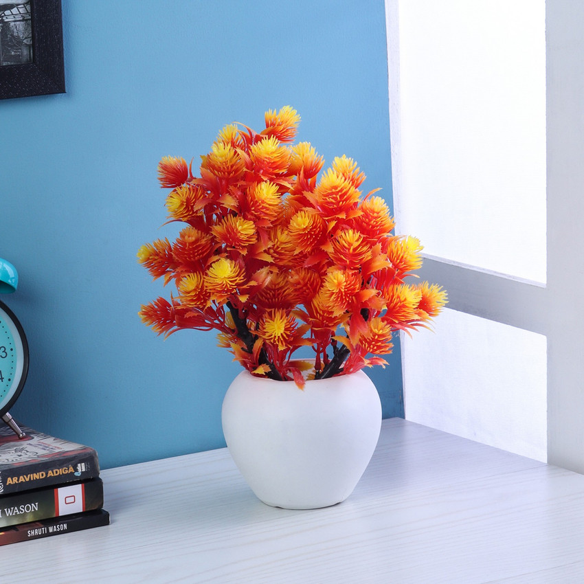 Flipkart Perfect Homes Artificial Flower Plant Flower Vase for Home Garden Decor 23 cm Orange Yellow Wild Flower Artificial Flower with Pot Price in India Buy Flipkart Perfect Homes