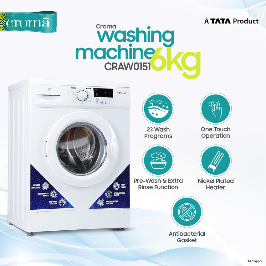 Croma 6 kg Fully Automatic Front Load Washing Machine with In built Heater White Price in India Buy Croma 6 kg Fully Automatic Front Load Washing Machine with In built Heater White online at Flipkart....