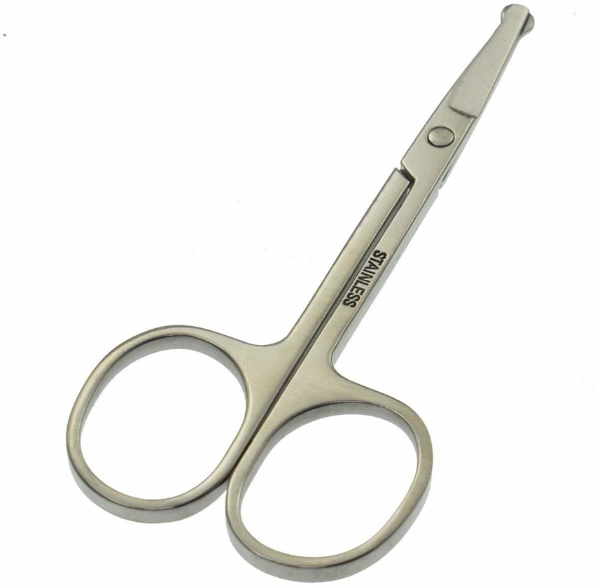 Flipkart THR3E STROKES Nose Hair Trimmer Scissors 3.4 Round Tip Scissors For Ear Eyebrow Beard Mustache Trimming Multi Purpose Round Personal Beauty Hair Care Tool For Men Women And Baby Silver