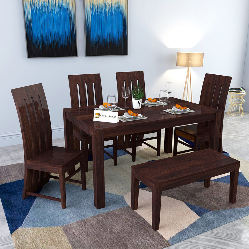 Kendalwood Furniture Premium Dining Room Furniture Wooden Dining Table with 4 Chairs 1 Bench Solid Wood 6 Seater Dining Set Price in India Buy Kendalwood Furniture Premium Dining Room Furniture