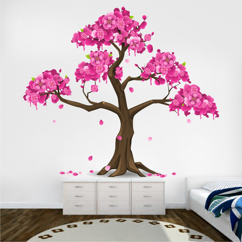 WALLPIK Cherry Tree Blossom Pink Flower Colorful Decorative Wall Sticker 072 Price in India Buy WALLPIK Cherry Tree Blossom Pink Flower Colorful Decorative Wall Sticker 072 online at Flipkart