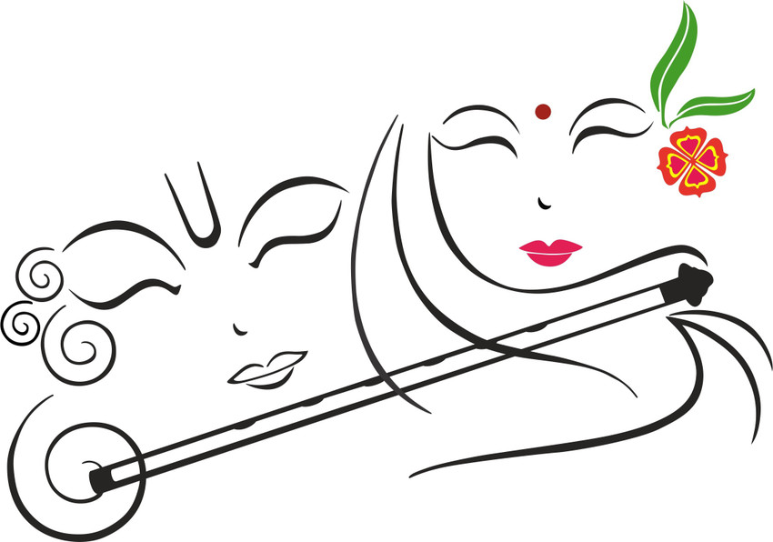 Radha Krishna Line Drawing