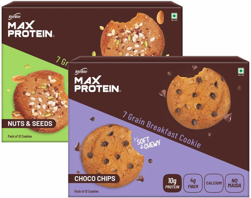 RITE BITE MAX PROTEIN GRAIN BREAKFAST CHOCO CHIPS COOKIE 55