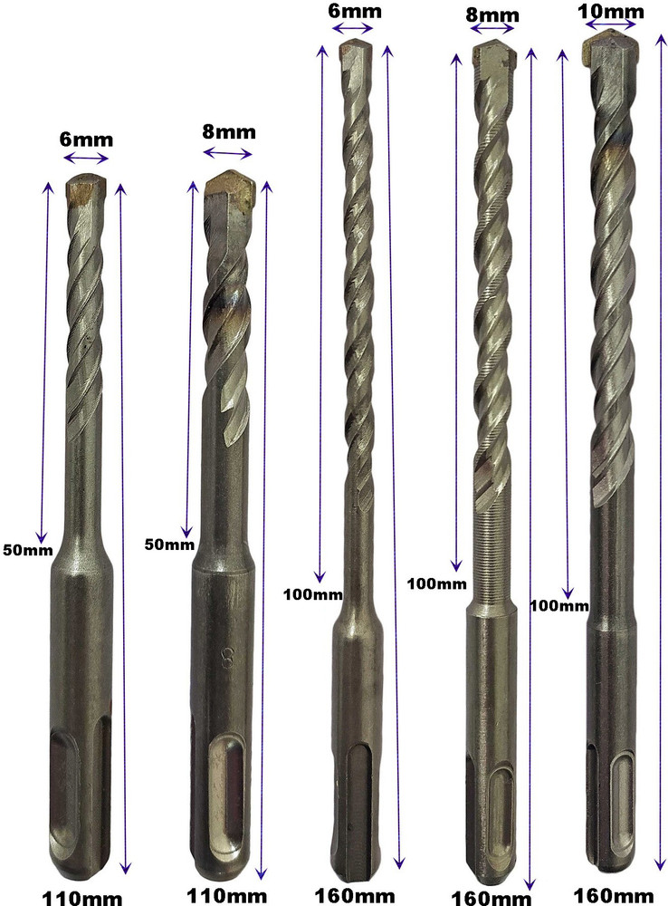 Inditrust Orange SDS plus 5Pcs Set Rotary Hammer Impact Drill Bit Kit Multi size 6x110 8x110 6x160 8x160 10x160 mm Price in India Buy Inditrust Orange SDS plus 5Pcs Set Rotary Hammer Impact Drill