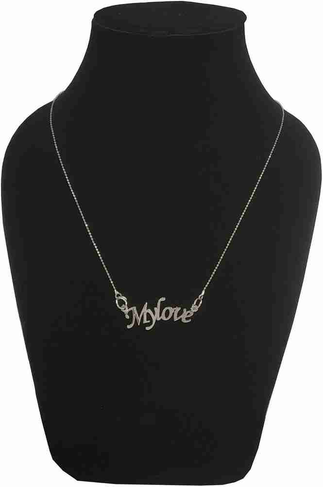 De Ultimate JAR0156 01 Fancy Stylish Trending Valentine s Day Special Metal Stainless Steel Mylove Name Letter Locket Pendant Necklace With Chain For Women s And Girl s Gift Jewellery Set Silver Stain...