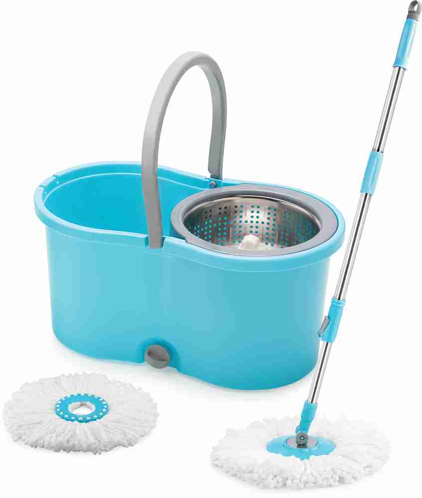 Wotra S310 ProSpin Spin Mop Bucket Spin Mop Disk with Microfiber Mop Adjustable Mop Handle Rod Comes with 2 Microfiber Refills Easy to Use and Install Home Floor Cleaning Equipment Mop Set Price in In...
