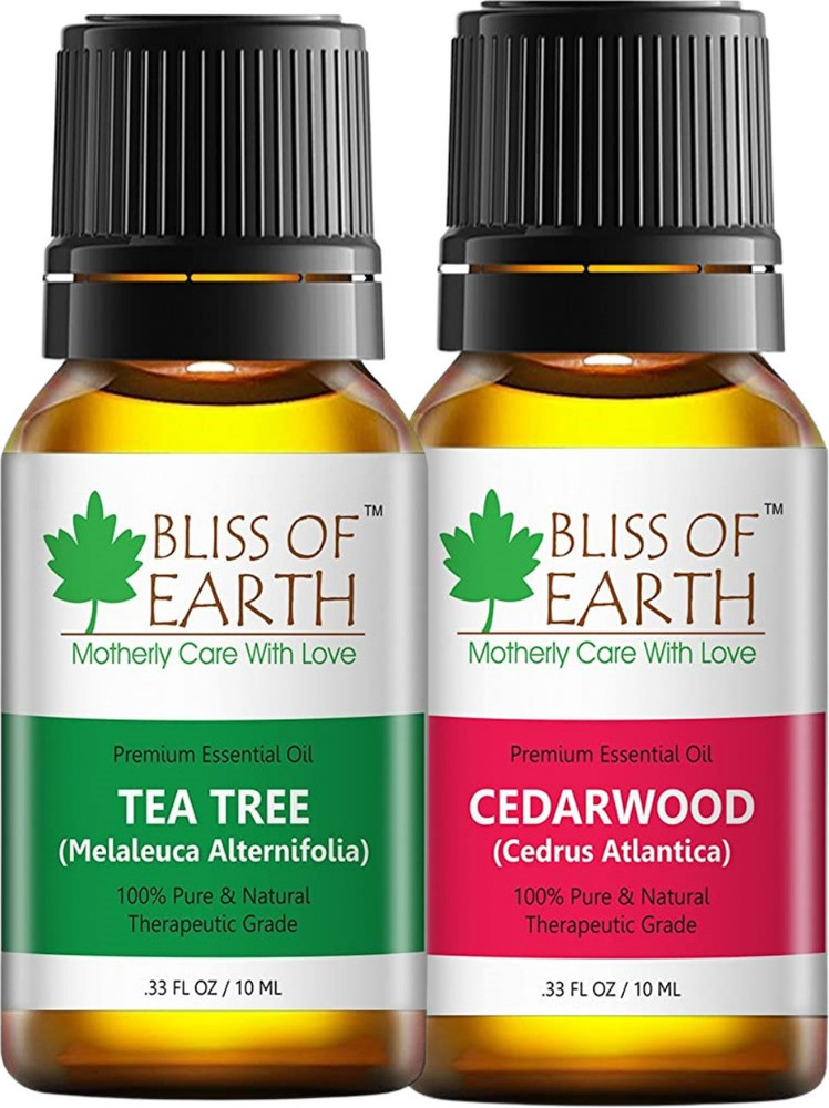 Bliss of Earth 100 Pure Tea Tree Green Cedarwood Essential Oils Combo 10ml for Mosquito Bug Repelling Pack of 2 Price in India Buy Bliss of Earth 100 Pure Tea