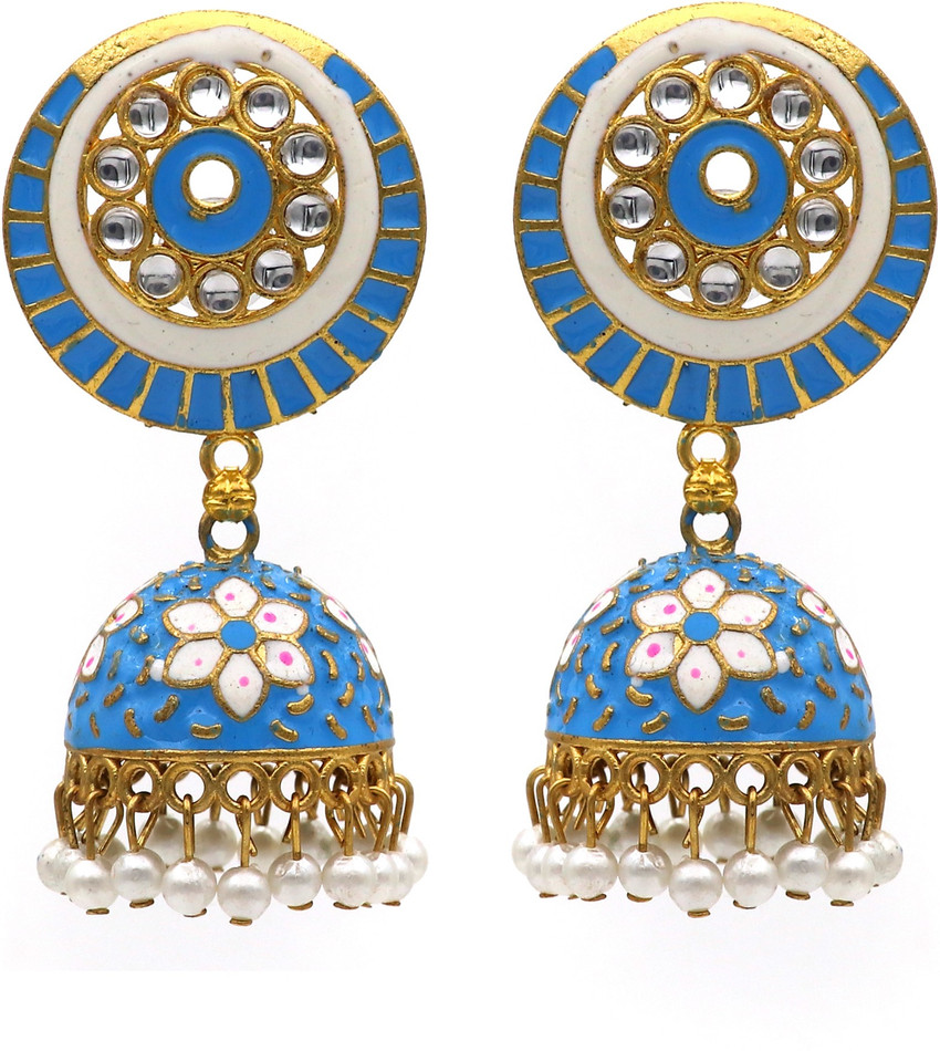 Flipkart Buy GOLDEIGHTEEN Jhumki Earrings Set With Meenakari Work Metal Drops Danglers Earring Set Jhumki Earring Online at Best Prices in India