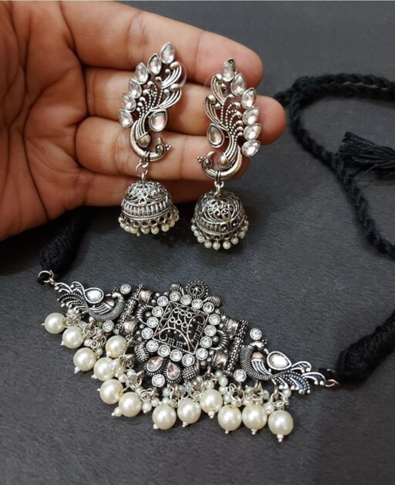 Silver oxidized jewellery set store