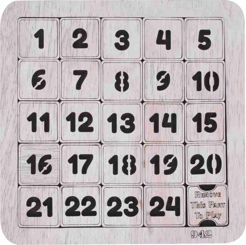 GOPINATH AUTOLINK Wooden Number Sleds Puzzle Game for Adults and Kids Number Arranging and Mind Puzzle Games Non Interlocked Pieces 5x5 Off White Wooden Number Sleds Puzzle Game for Adults and Kids