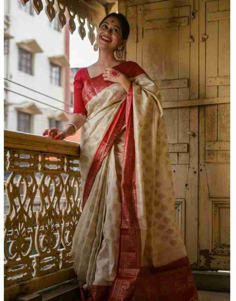 Red And White Wedding Sari