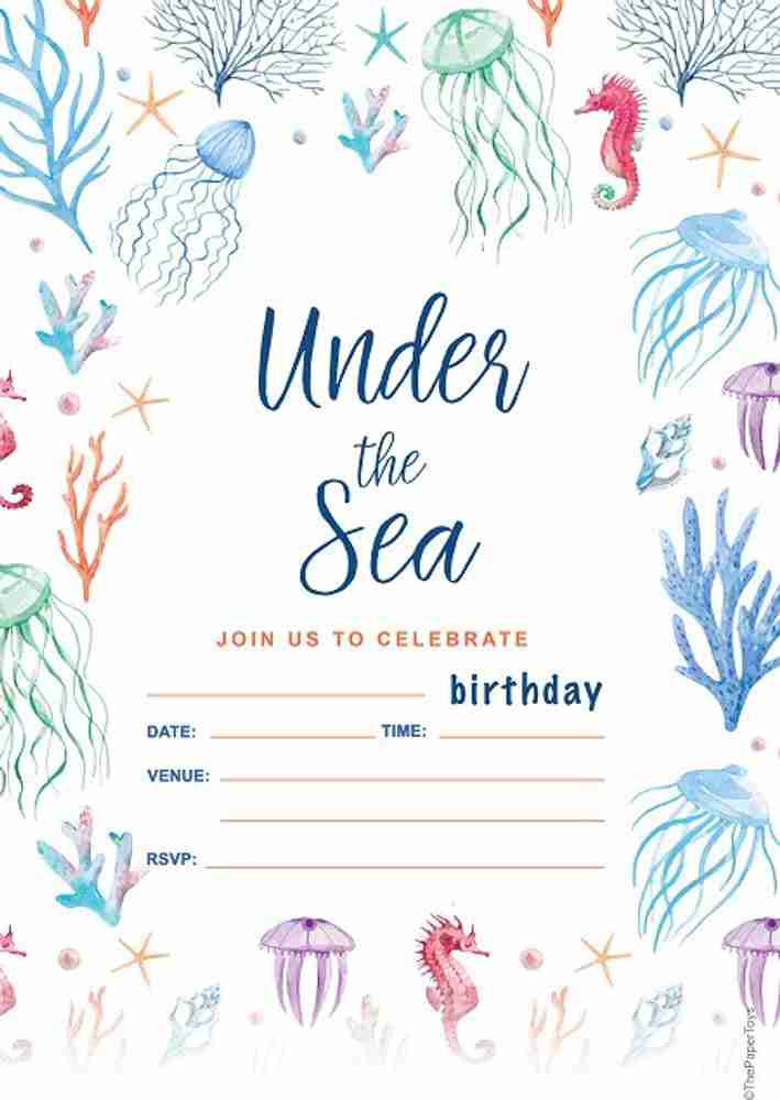 Under The Sea Party Invitation Blank Under The Sea Birthday Party