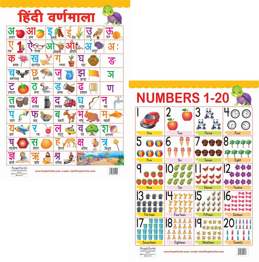 ABCD,1-100 Numbers And Hindi Varnamala Alphabet Charts Wall, 51% OFF