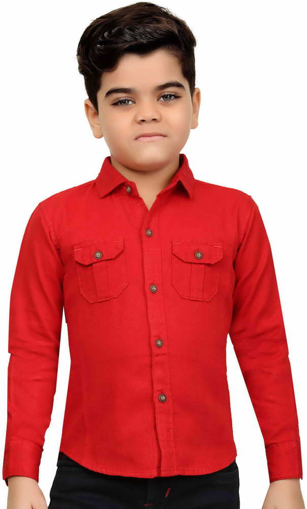 Boys red shirt store