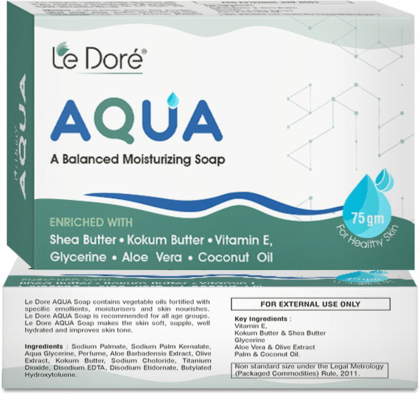 Le Dore Aqua Moisturizing Soap With Shea Kokum Butter Face Body Pack of 4 4x75gm