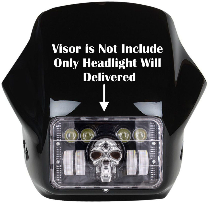 Black Skull Motorcycle Headlight Motorcycle Large Skeleton Skull