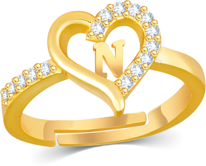 N Letter In Gold Rings