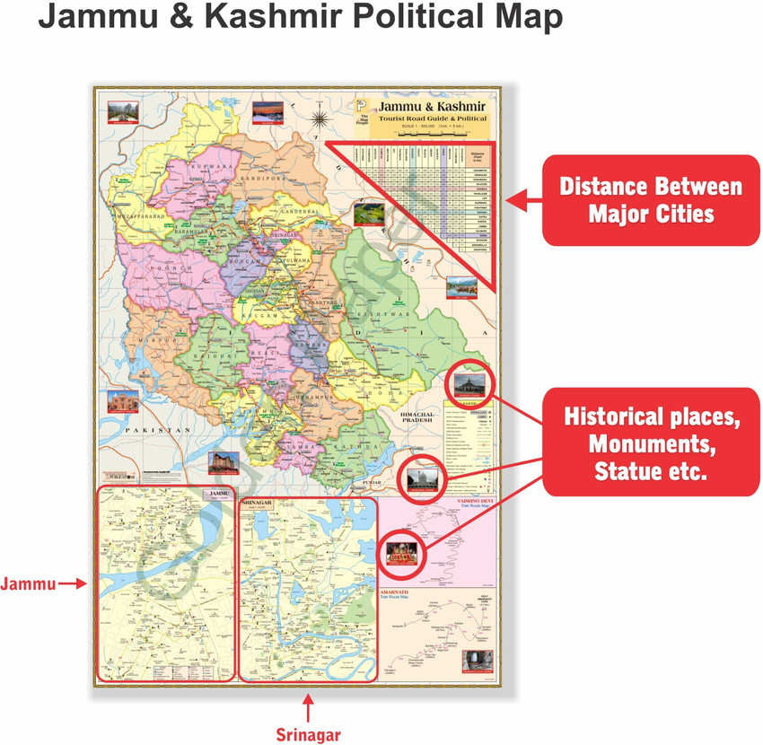 Kashmir Tourist Map Distance