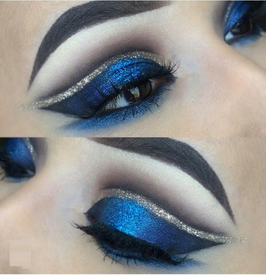Royal Blue Makeup With Silver
