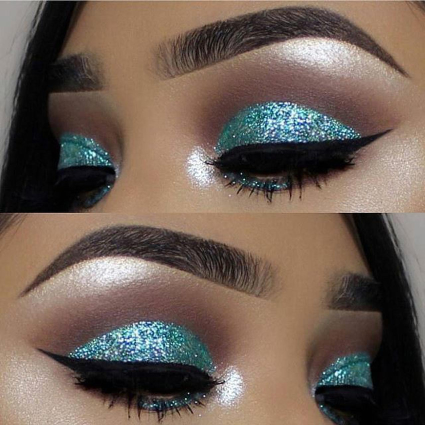 Blue Glitter Eye Makeup