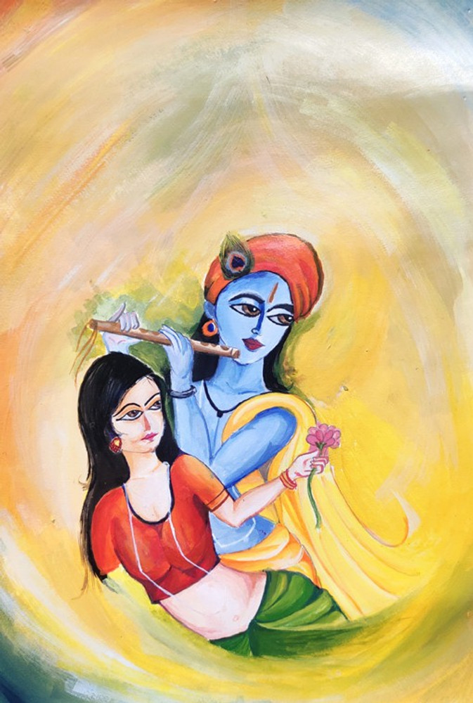Radha Krishna Love Paintings Abstract