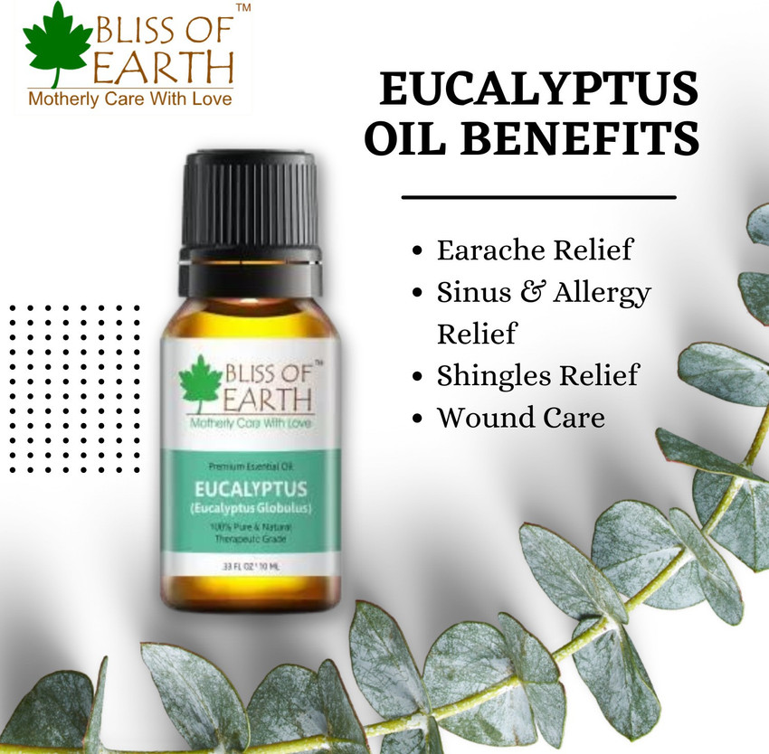 Bliss of Earth Premium EUCALYPTUS Eucalyptus Globulus Essential Oil 4x10ML 100 Pure Natural Therapeutic Grade Pack of 4 Price in India Buy Bliss of Earth Premium EUCALYPTUS Eucalyptus Globulus Essenti...