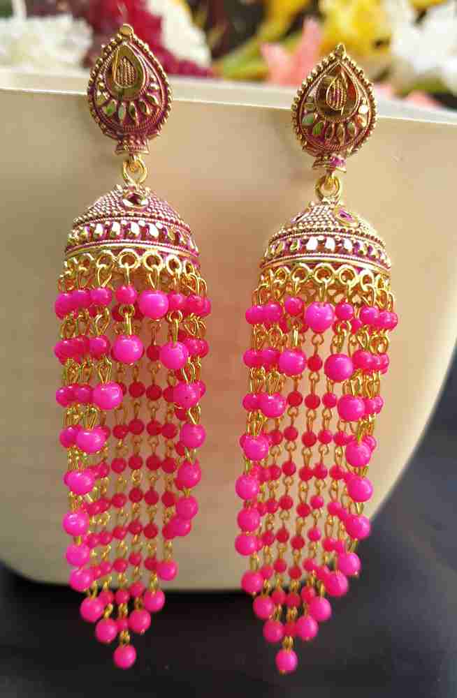 Flipkart Buy PrezzieBush Magenta JHUMKI MAGENTA JHUMKA Pearl Metal Jhumki Earring Online at Best Prices in India