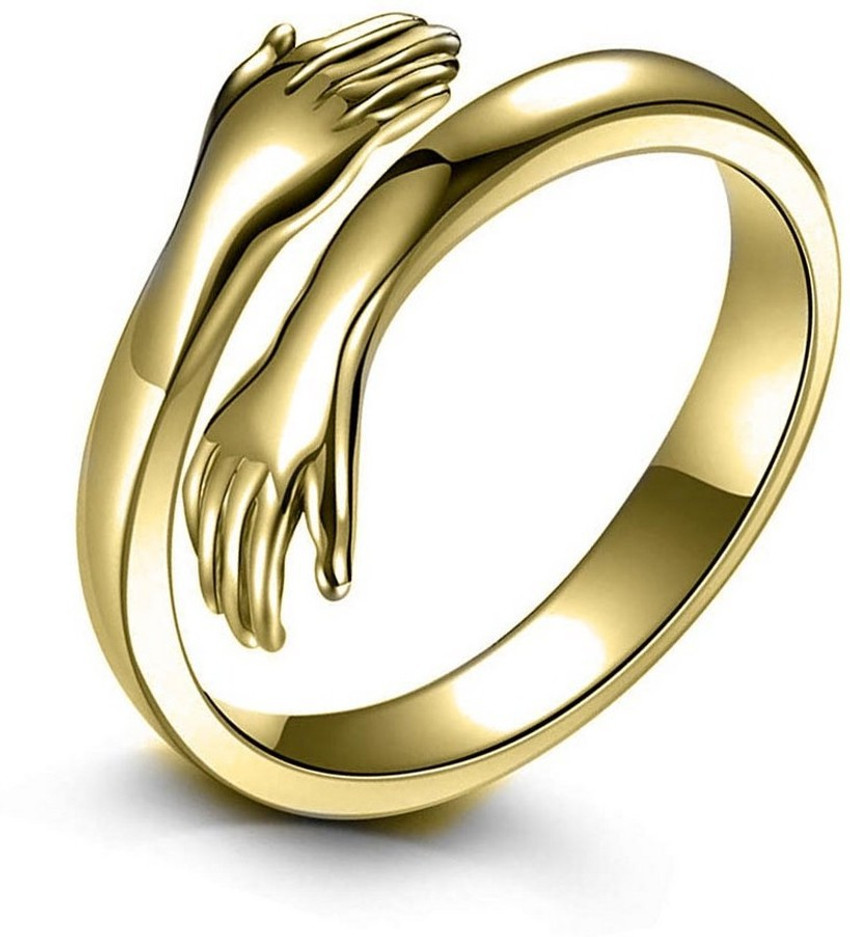 Hugging hands ring gold store