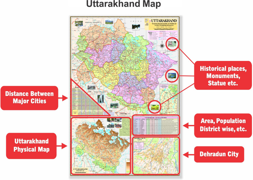 Uttarakhand Tourist Map With Distance