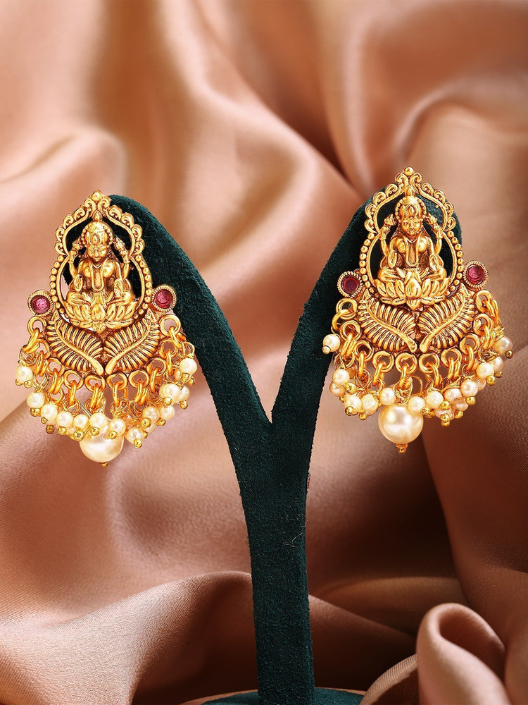 Flipkart Buy RUBANS Rubans 24K Gold Plated Handcrafted Filigree Lakshmi Chandbali Earrings Alloy Chandbali Earring Online at Best Prices in India