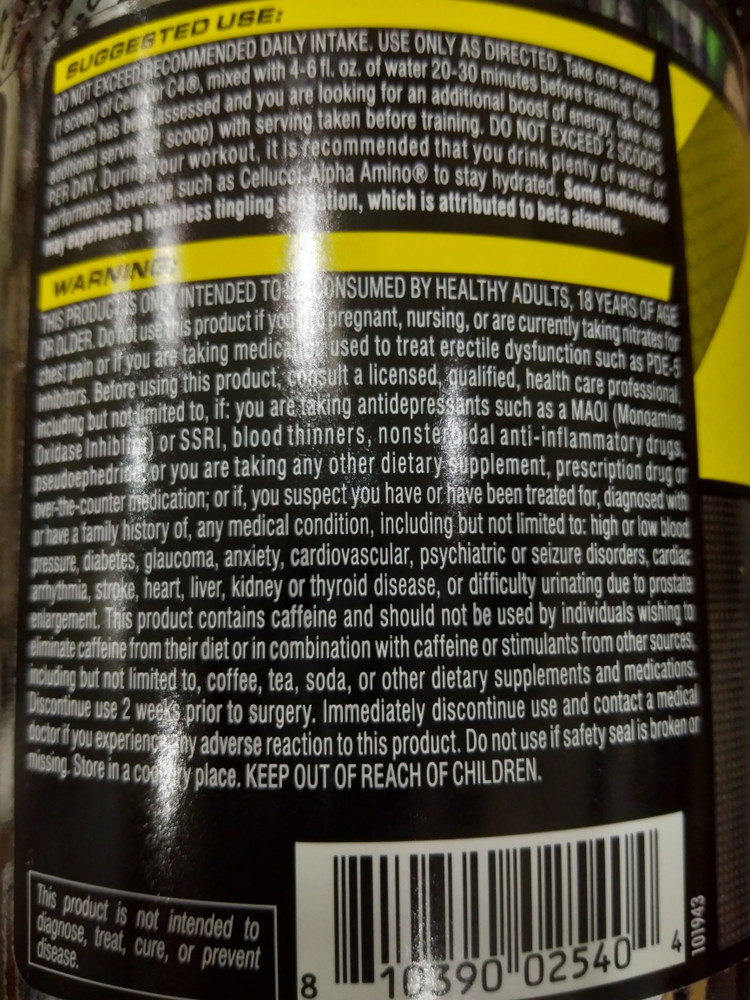 C4 Pre Workout Warning Label | EOUA Blog