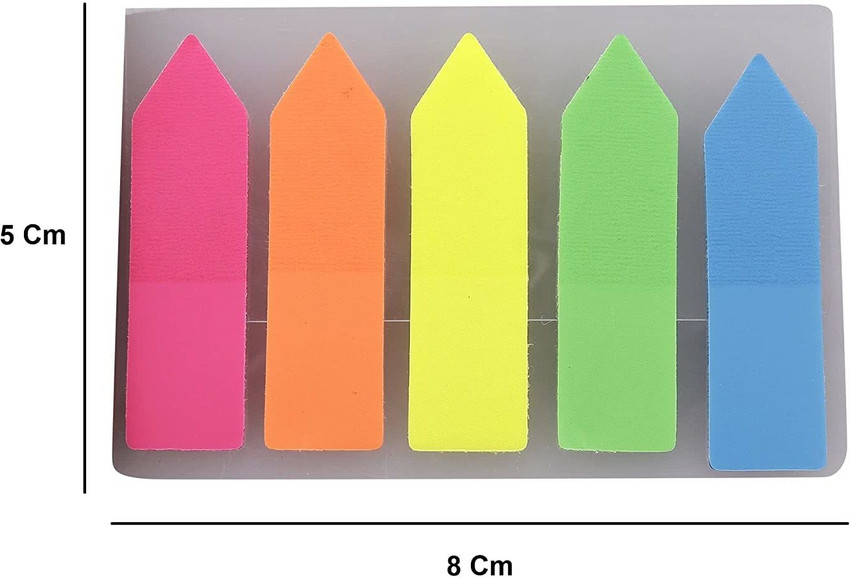 Flipkart Levin Clear Note Arrow Flags Fluorescent Self Sticky Notes for Office College School 100 Sheets Transparent 5 Colors