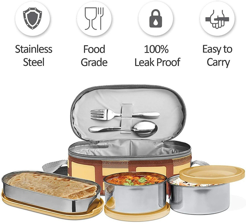 MILTON CORPORATE LANCH BOX STAINLESS STEEL SET OF 3 3 Containers Lunch Box