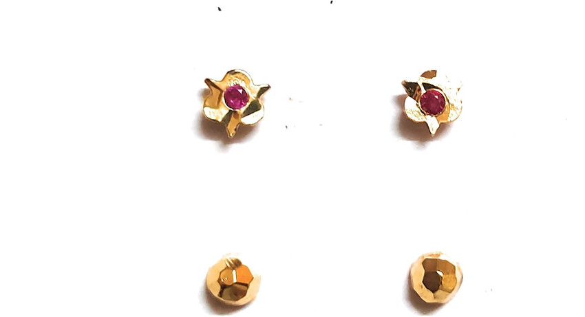 Flipkart Buy SSFJ 1 gram gold Side ear Earring combo set Copper Stud Earring Online at Best Prices in India