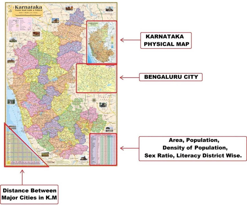 Karnataka Travel Map Karnataka State Map With Districts Districts Of