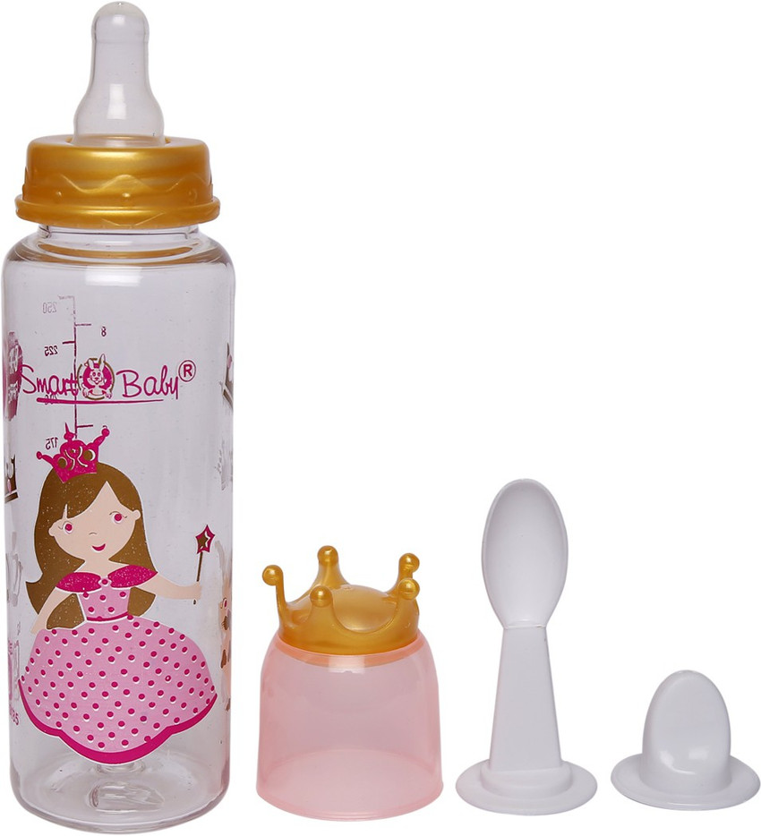 Smart Baby Royal Princess Feeding Bottle with spout and feeding spoon 250 ml Pack of 1 250 ml Polypropylene baby bottles online in india Buy Smart Baby Feeding Bottle Milk Bottle