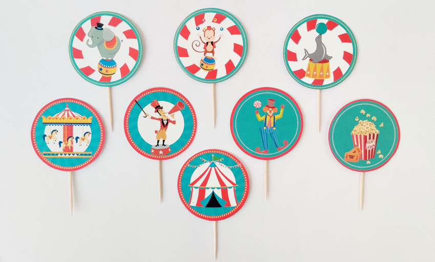 Printable Circus Cupcake Toppers Items Similar To DIY Printable