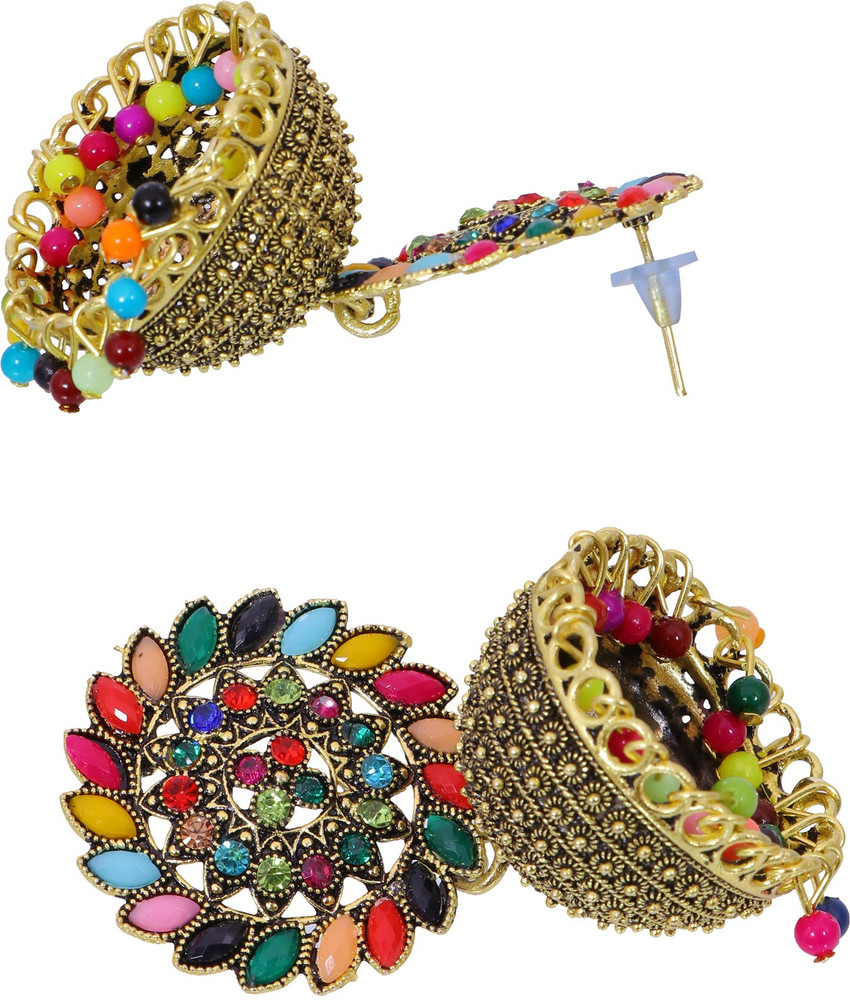 Flipkart Buy CRUNCHY FASHION Gold Plated Traditional Multicolor Jhumka Jhumki Earrings Alloy Jhumki Earring Online at Best Prices in India