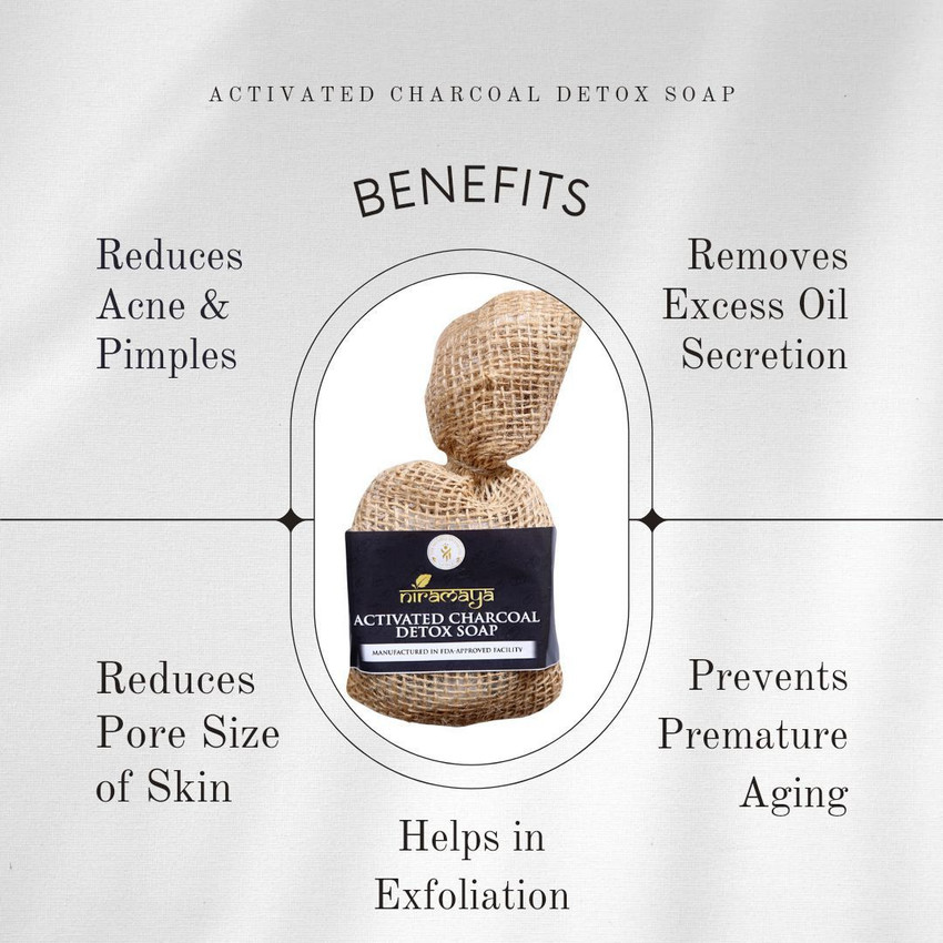 NIRAMAYA Activated Charcoal Handmade Soap FDA approved Chemical free 100 gm Pack of 2 Price in India Buy NIRAMAYA Activated Charcoal Handmade Soap FDA approved Chemical free 100 gm Pack of 2 Online In...