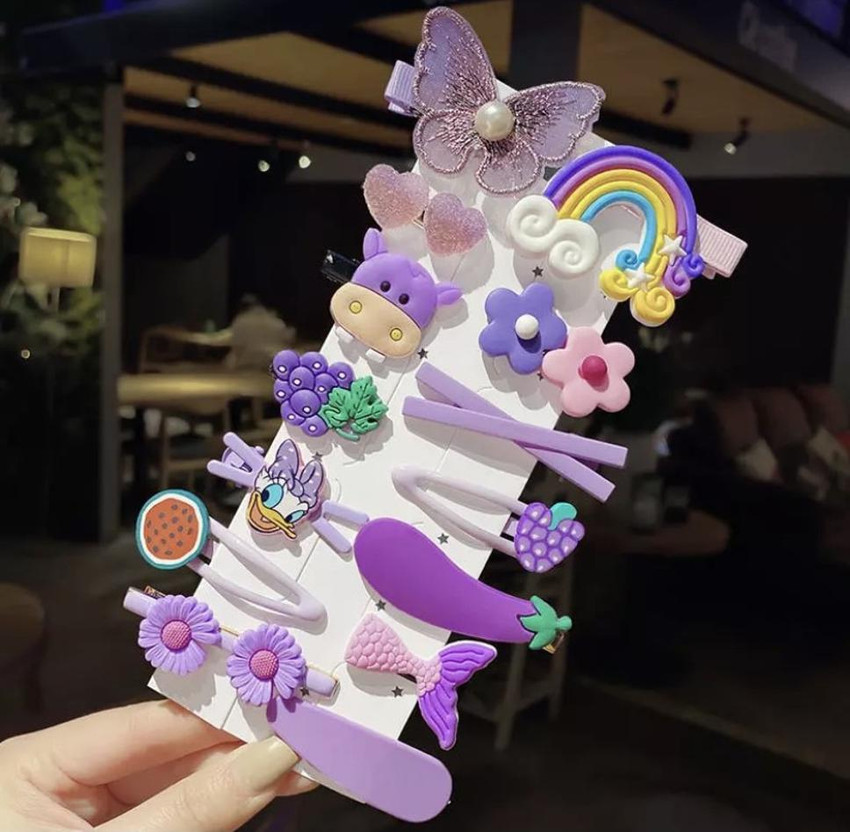 CUTELICIOUS Kids Girls Purple 14pc hair clips set cute designs new rainbow lollipop Hair Accessory Set Price in India Buy CUTELICIOUS Kids Girls Purple 14pc hair clips set cute designs new